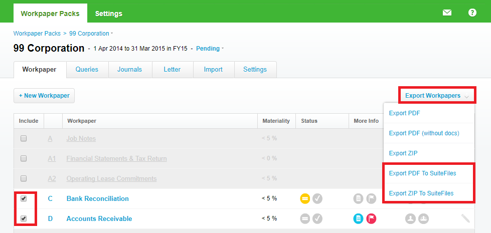 Download workpapers from Xero to SuiteFiles